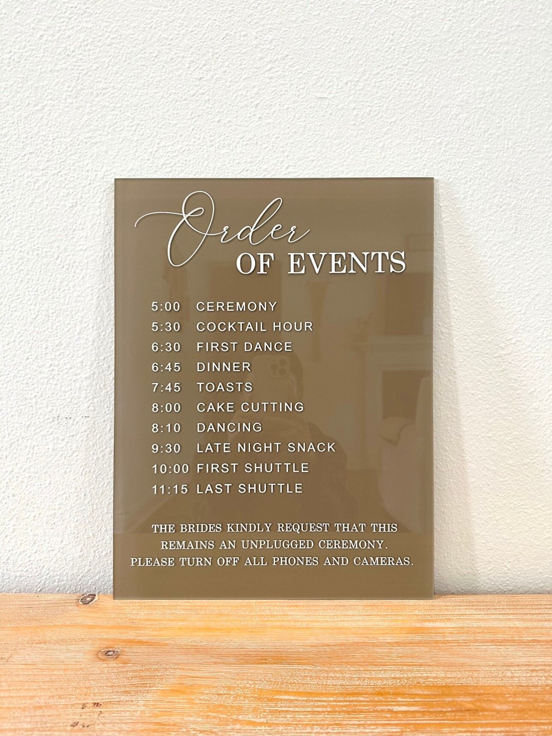 Order of Events Wedding Sign, Acrylic Welcome Wedding Sign, Custom ...