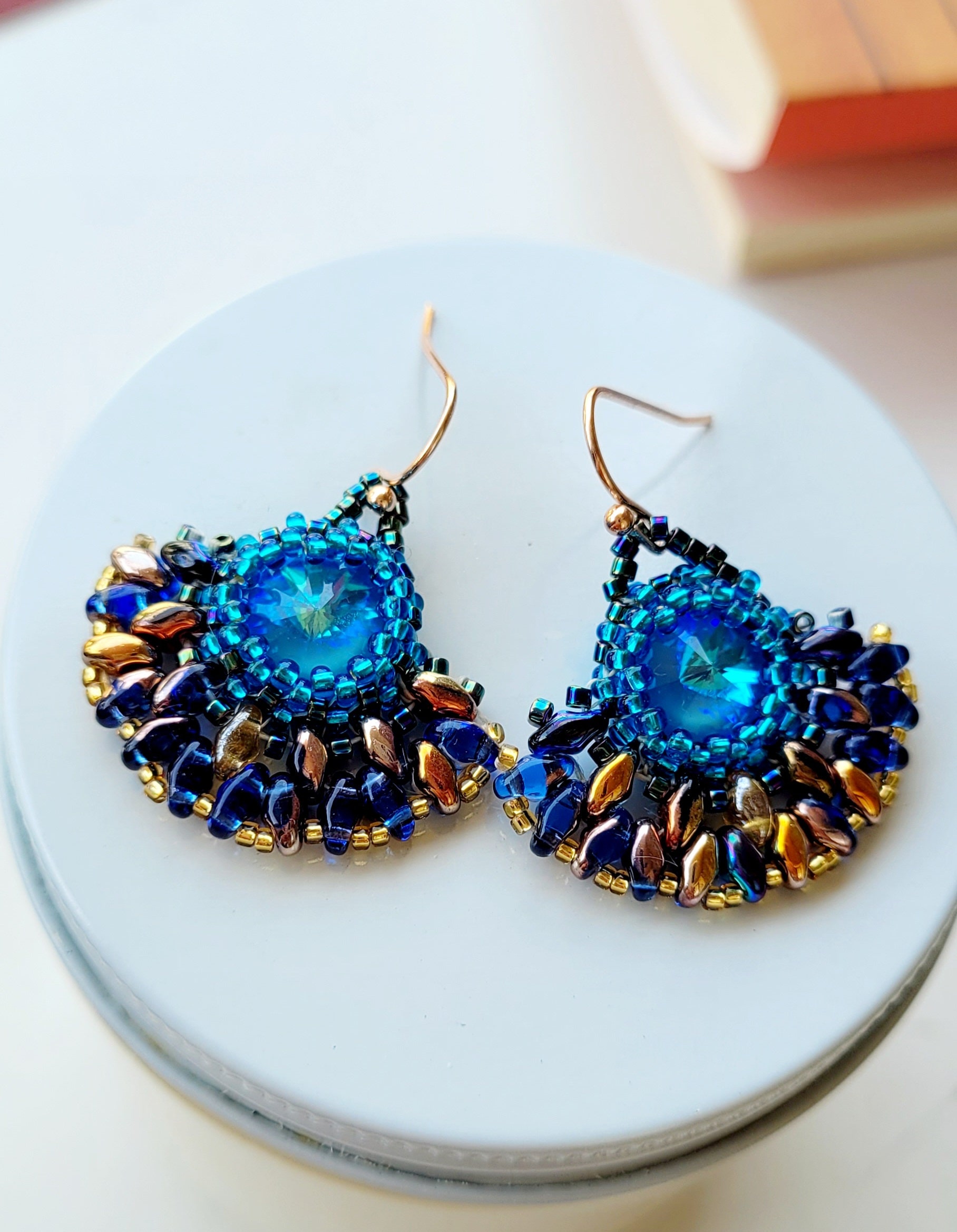 Original Mayan Half Moon Dangle Beaded Earrings | Boho Style ...