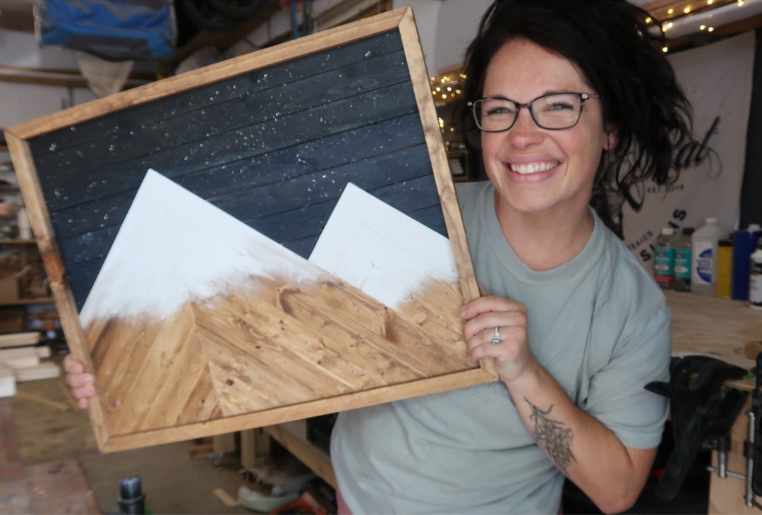 Rustic Mountain Mosaic, Home Decor, Handmade Wood Art, Reclaimed Wood ...