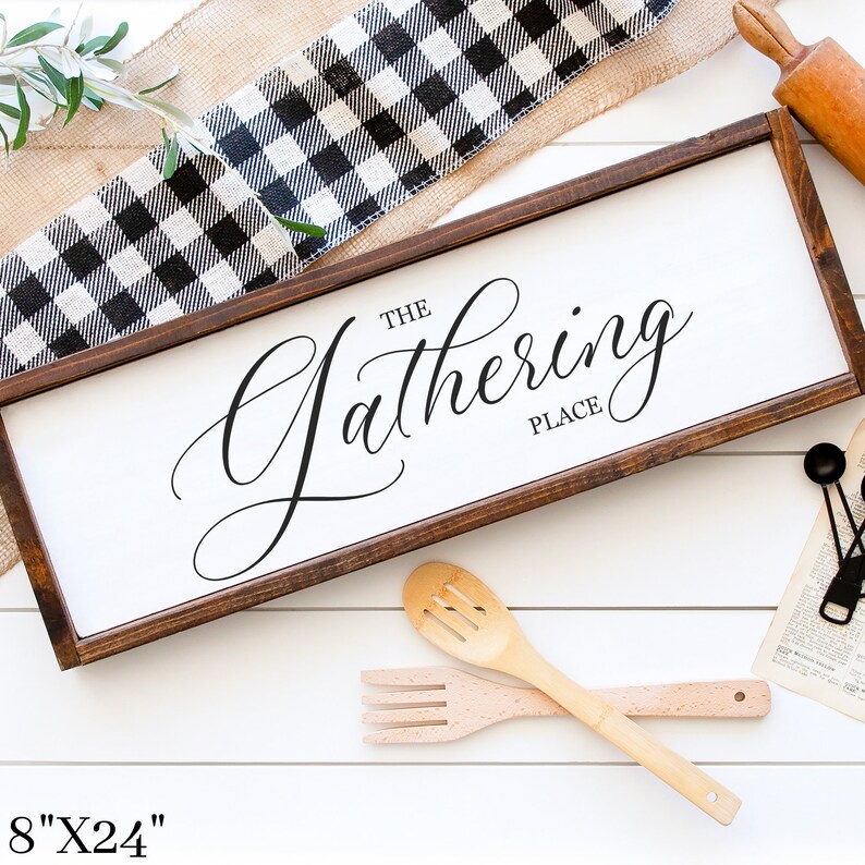 The Gathering Place Sign, Large Rustic Wood Wall Art, Farmhouse Decor ...