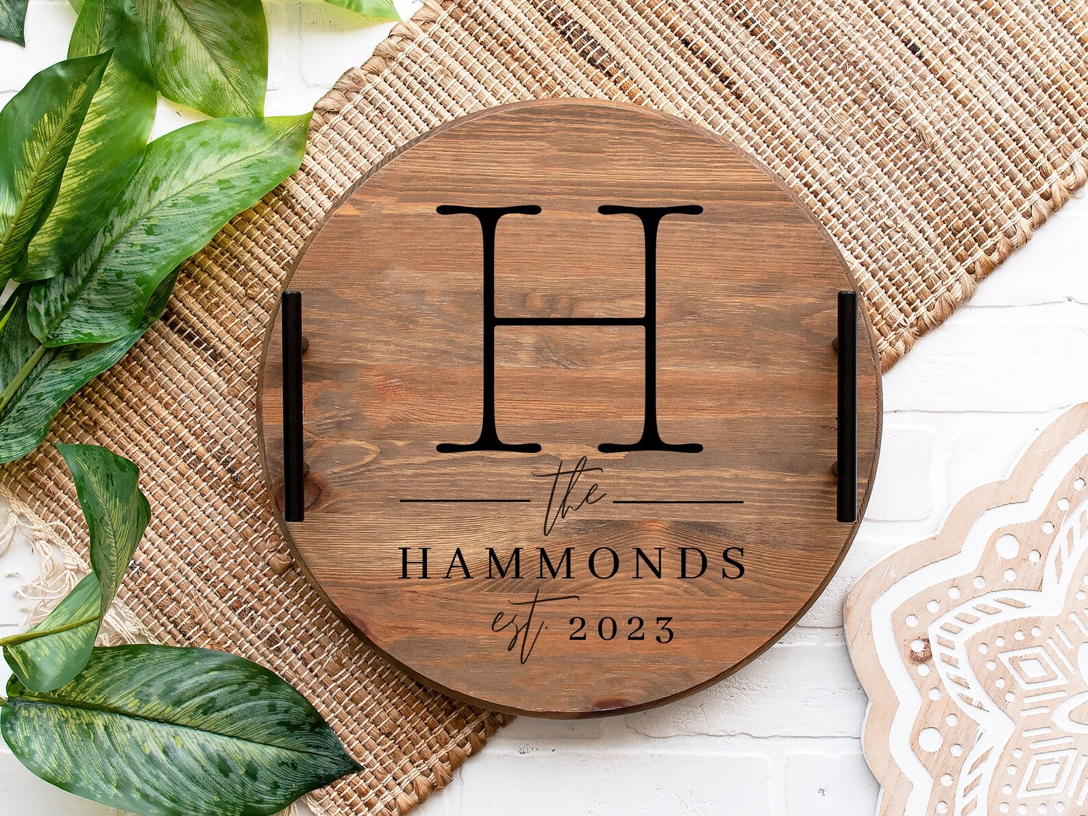 Lazy Susan Custom Family Name Tray, Farmhouse Tray, Housewarming Gift ...