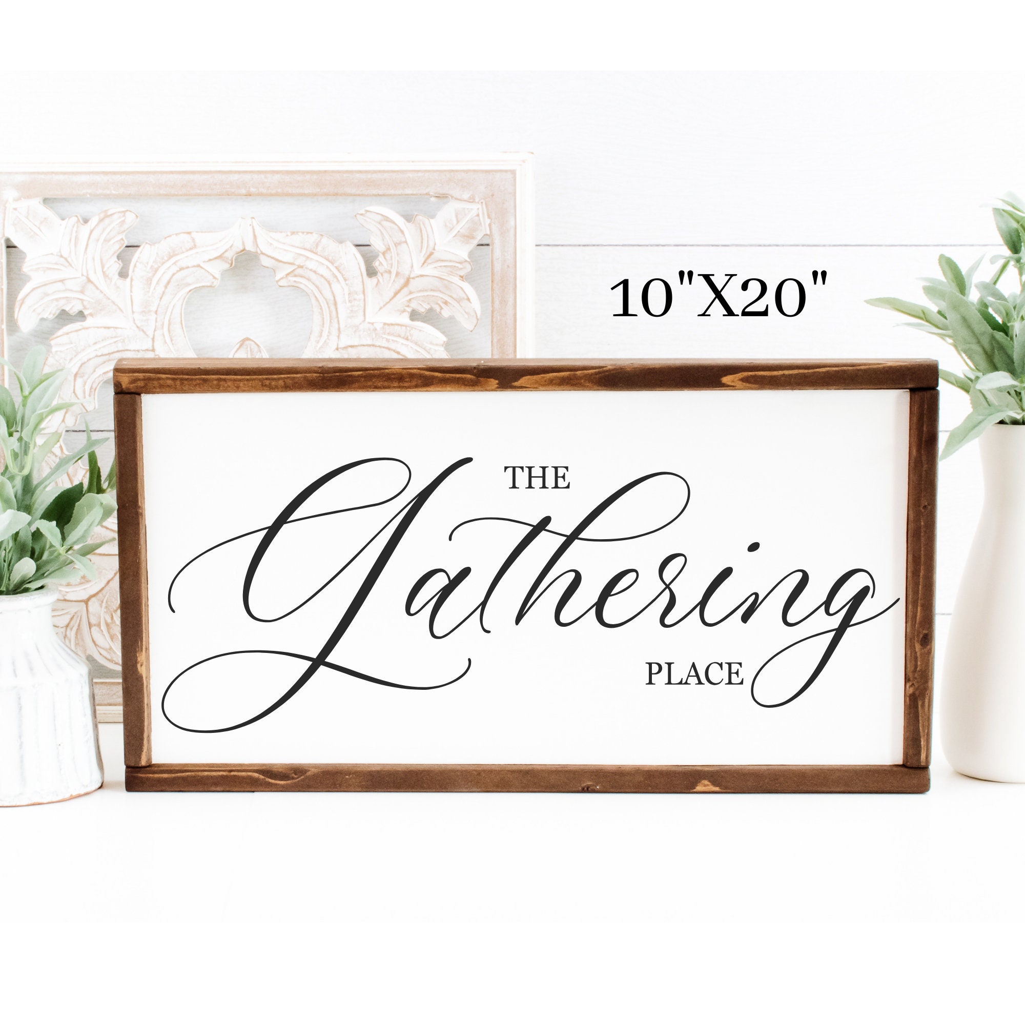 The Gathering Place Sign, Large Rustic Wood Wall Art, Farmhouse Decor ...