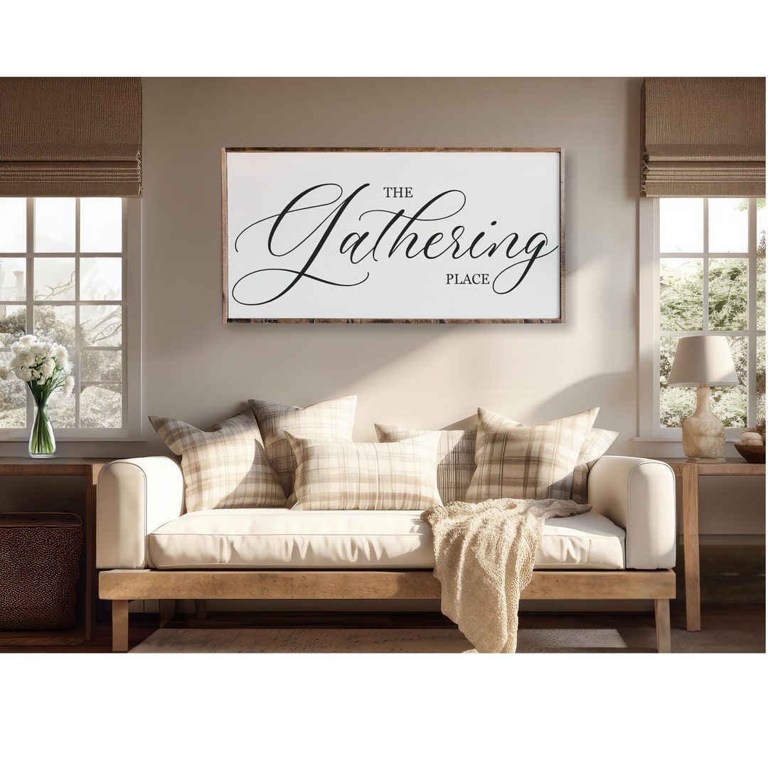 The Gathering Place Sign, Large Rustic Wood Wall Art, Farmhouse Decor ...