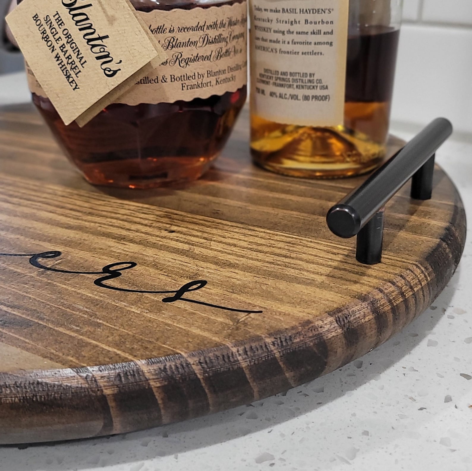Lazy Susan Wood Tray Whiskey Serving Tray Farmhouse Tray - Etsy
