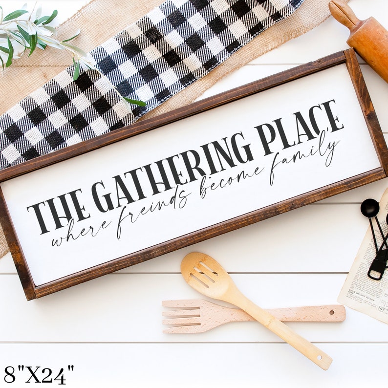 The Gathering Place Farmhouse Sign, Dining Room Sign, Family Room Sign ...
