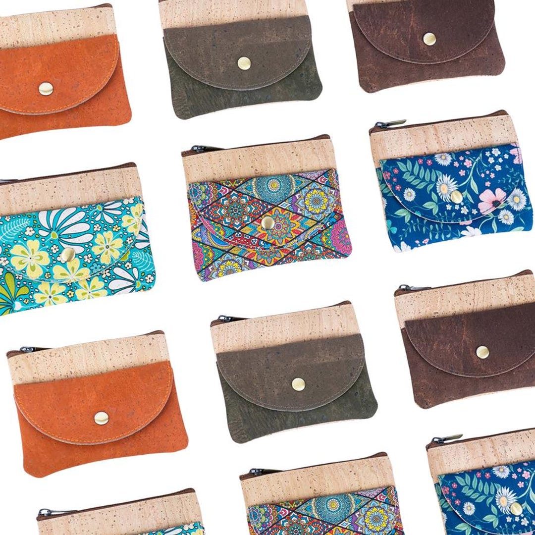 Cork Coin Purse With Snap Button Front Pocket Women's Mini Wallet With ...
