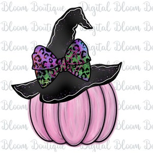 Pink Pumpkin Sublimation PNG ~ Pink Watercolor Pumpkin ~ Glitter Witch ...