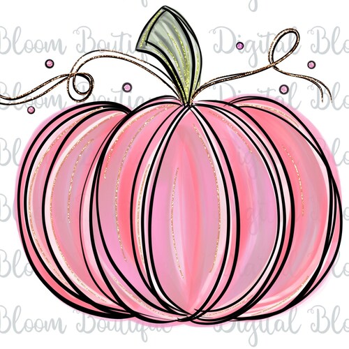 Pink Pumpkin PNG in October We Wear Pink Watercolor - Etsy