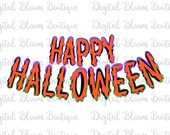 Happy Halloween PNG Orange Black Purple Green - Etsy
