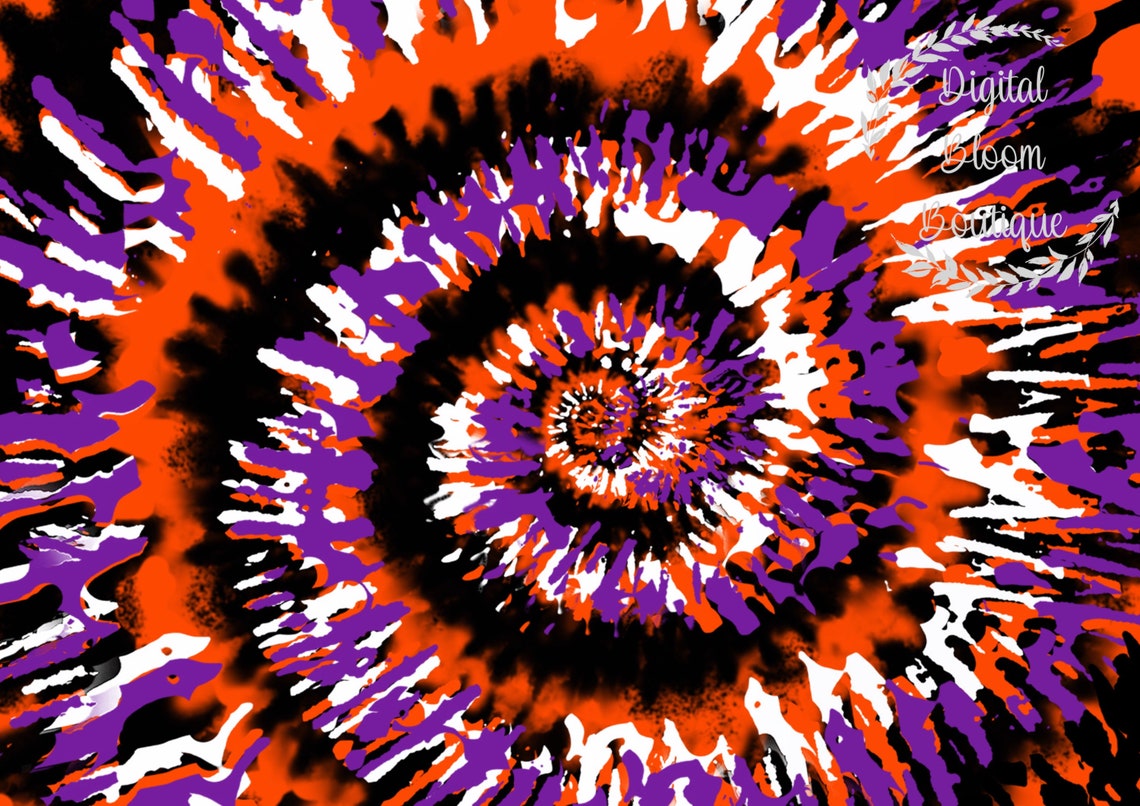 Halloween Tie Dye PNG Black White Orange Purple Swirl - Etsy