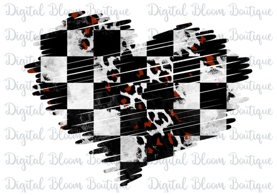 Checkered Flag PNG Leopard Distressed Heart Image Grunge - Etsy
