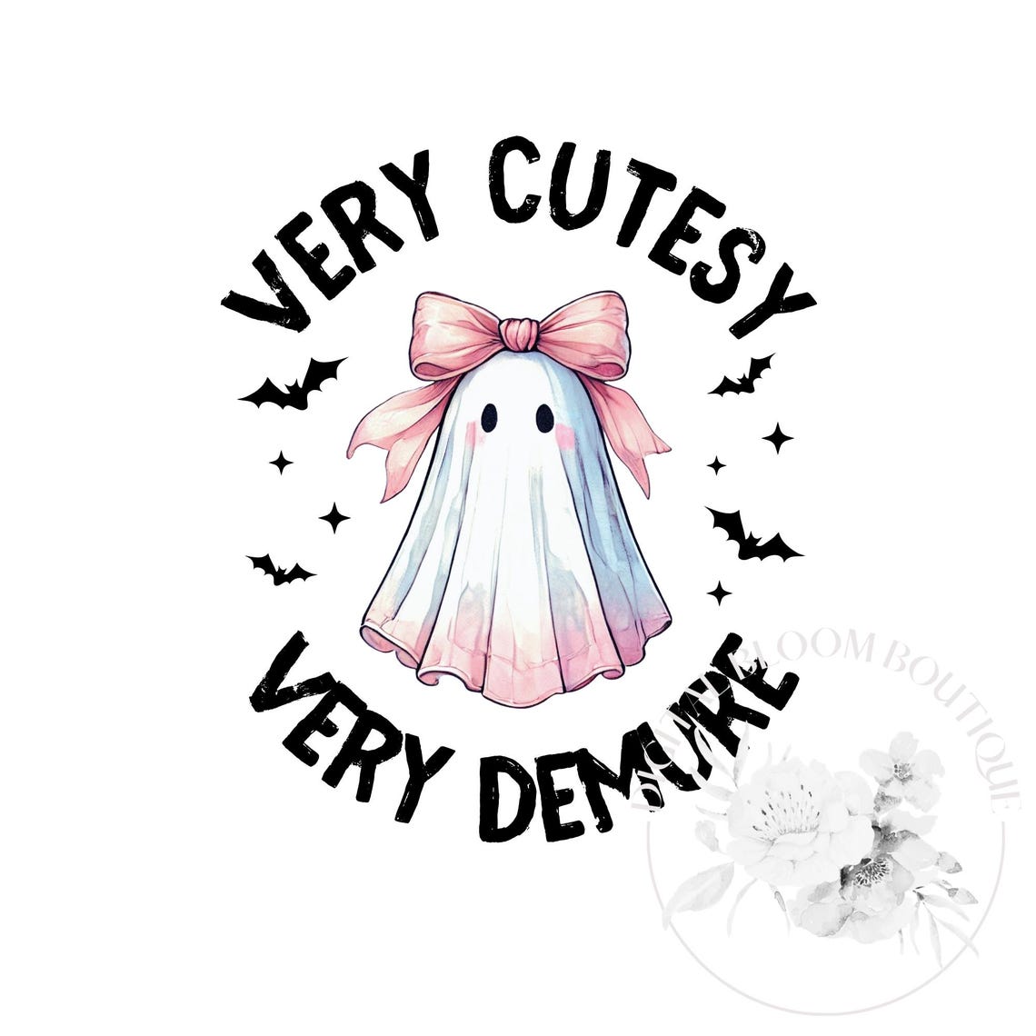 Very Demure Ghost PNG ~ Very Cutesy Ghost ~ Watercolor Coquette PNG ...