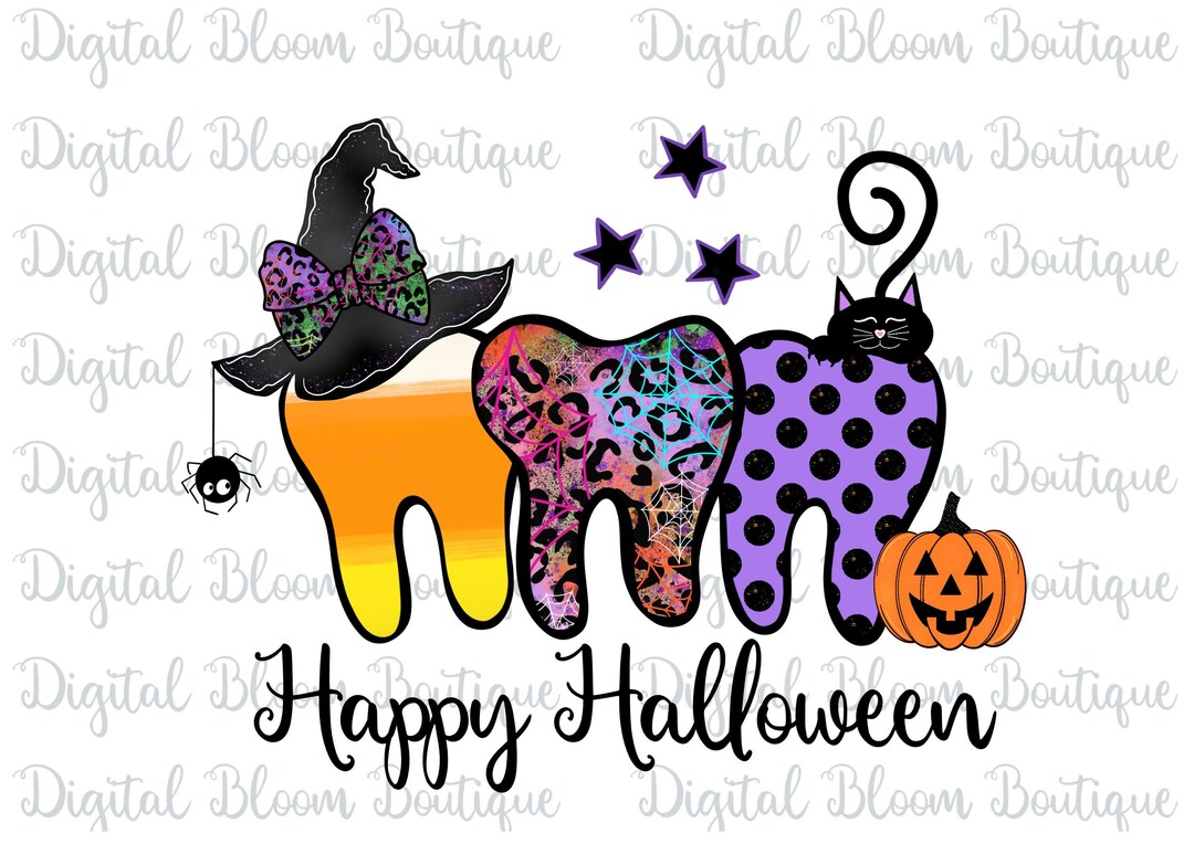 Dentist Happy Halloween Sublimation PNG ~ Dental Office Art ~ Dental ...