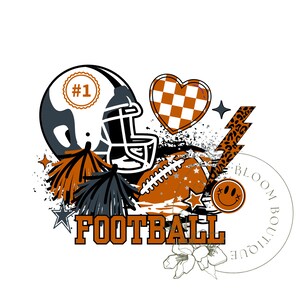 Preppy Football PNG ~ Game Day Football PNG ~ Brown and Gray ~ Retro ...