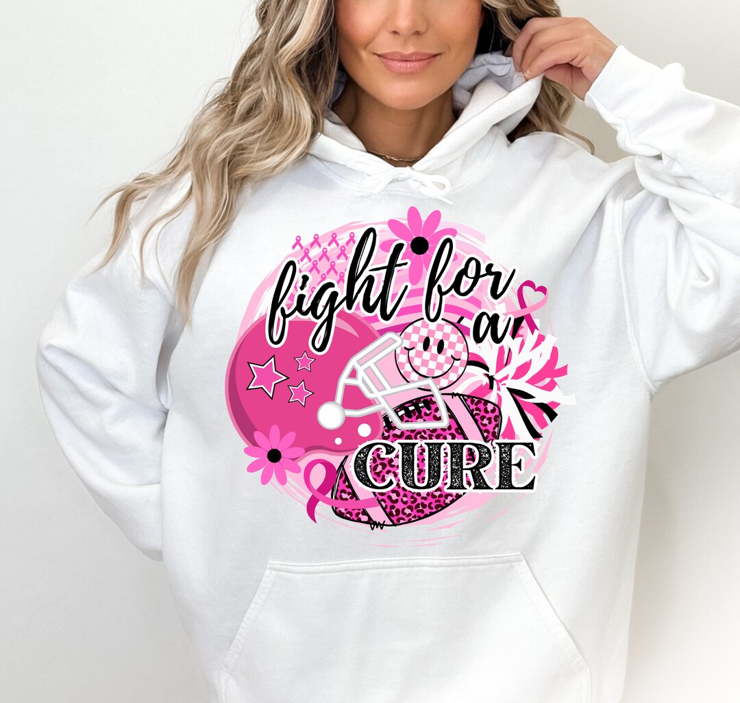 Preppy Fight for A Cure Cancer PNG ~ Pink Ribbon Sublimation Design for ...