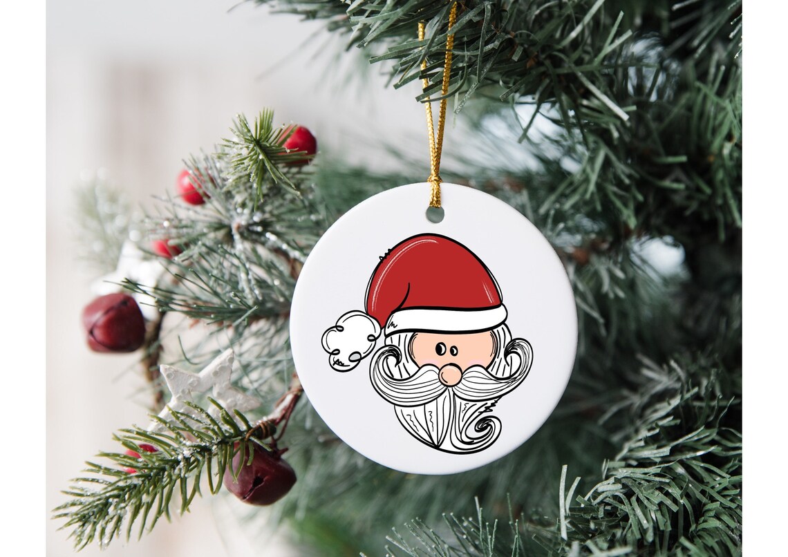 Santa Round Ornament PNG Sublimation Santa Ornament - Etsy