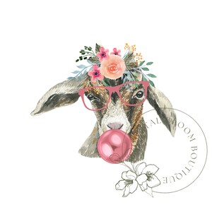 Glasses and Bubblegum Goat PNG ~ Digital Download Silly Goat ...