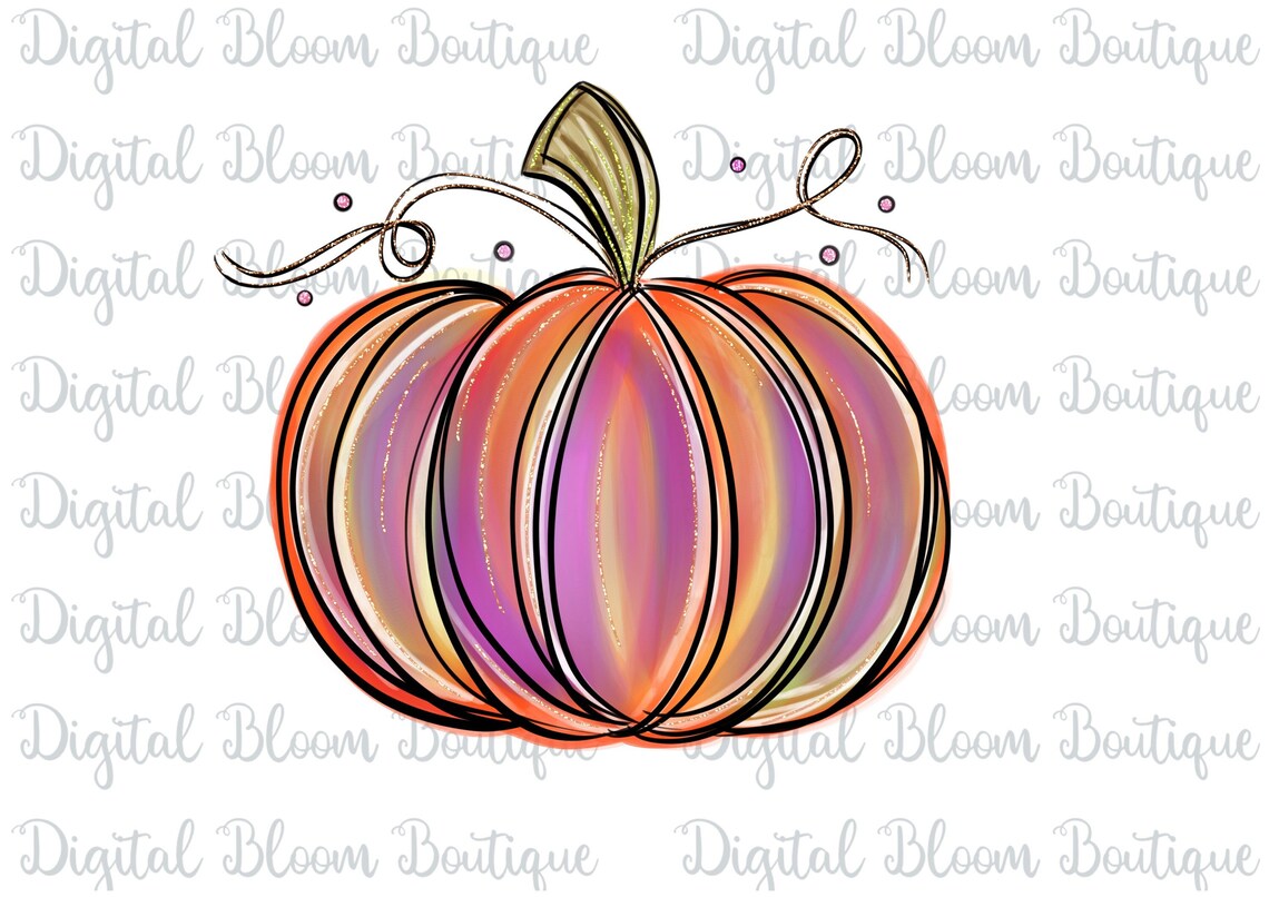 Watercolor Pumpkin Sublimation PNG Halloween Digital Pumpkin - Etsy