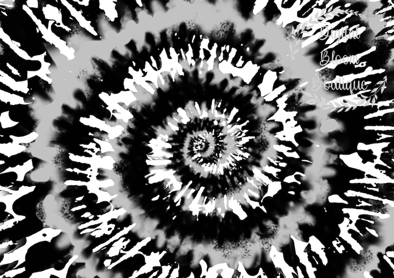 Tie Dye PNG Black White and Gray Swirl Printable PNG - Etsy