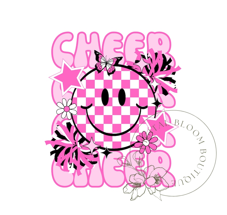 Preppy Cheer PNG ~ Cheerleading ~ Retro ~ Hot Pink ~ Preppy Sublimation ...