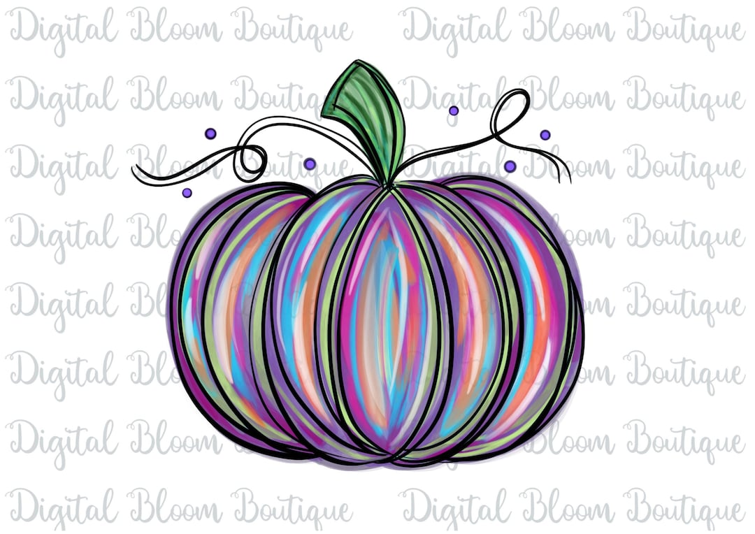 Watercolor Pumpkin PNG Colorful Pumpkin Sublimation PNG Halloween ...