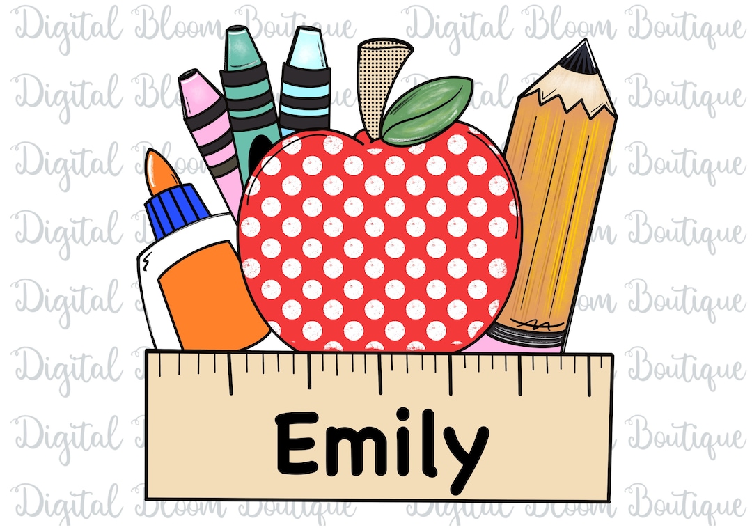 Back to School PNG ~ First Day of School ~ Custom Name ~ Teacher PNG ...