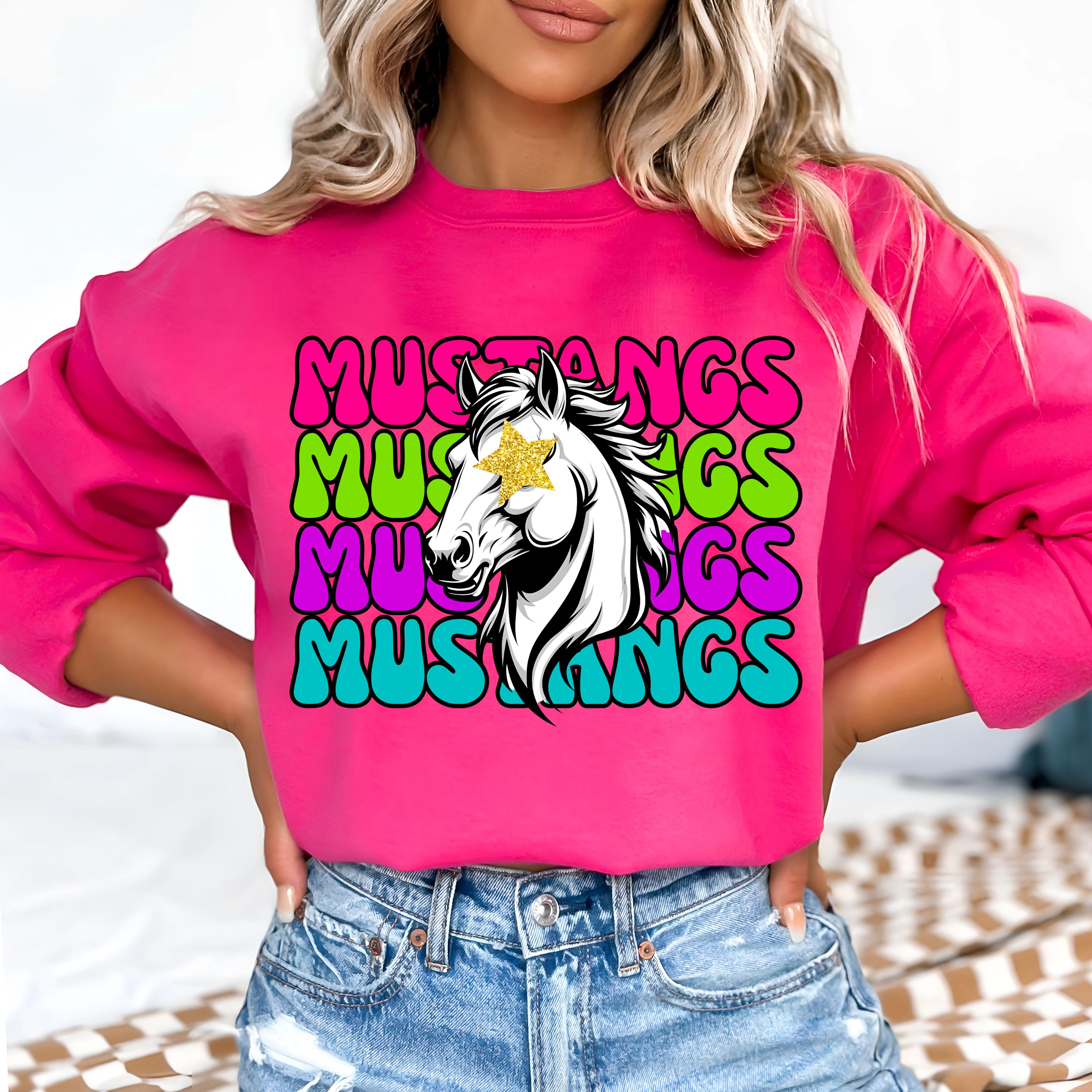 Preppy Neon Mustangs Mascot PNG ~ Go Mustangs ~ Gold Star Eyes ...
