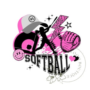 Preppy Softball PNG ~ Game Day PNG ~ Retro ~ Pink Softball Sublimation ...