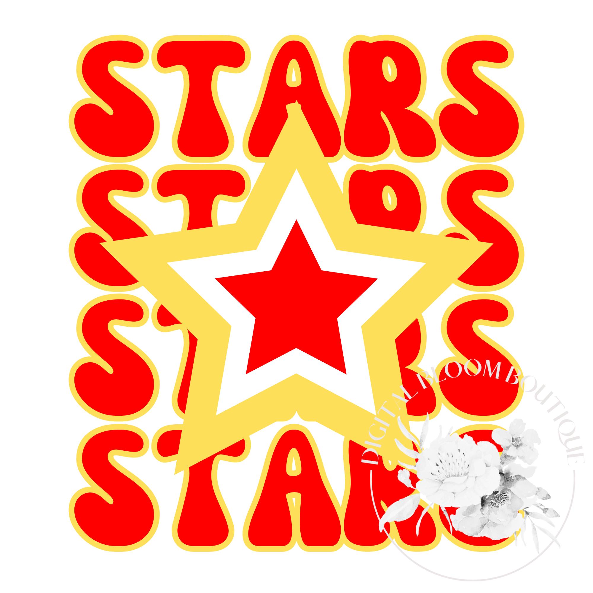 Preppy Stars Mascot PNG ~ Stars Game Day ~ Red and Yellow Stars ~ DTF ...