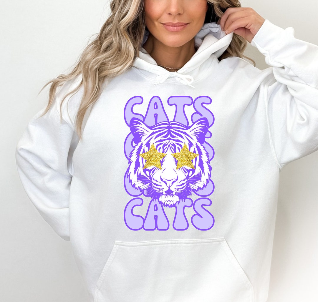 Preppy Cats Mascot PNG Purple Cats Mascot Gold Stars Preppy Sublimation ...