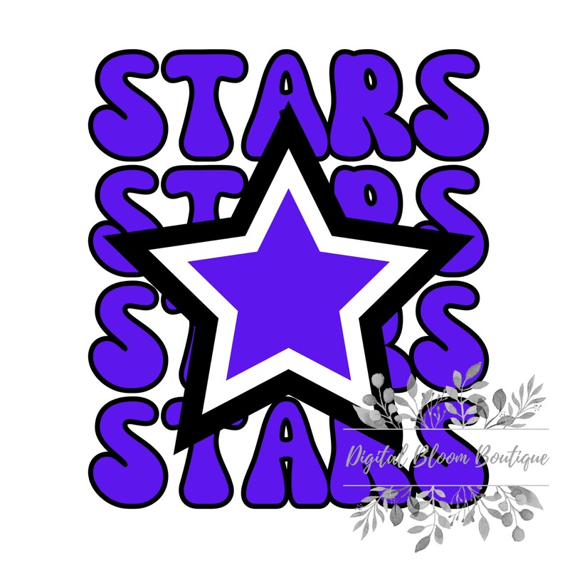 Preppy Stars Mascot PNG ~ Stars Game Day ~ Purple and Black Stars ~ DTF ...
