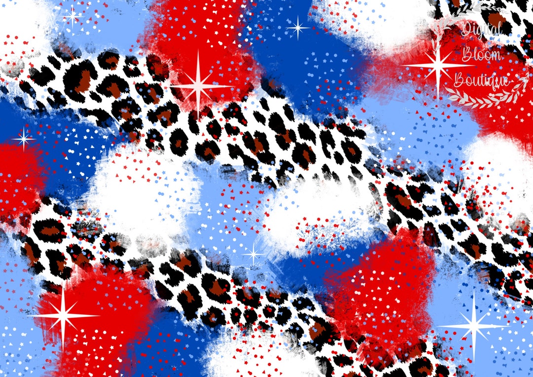 USA ~ Fourth of July Leopard Paper ~ Hand Drawn USA Flag PNG ~ Cheetah ...