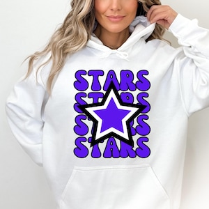 Preppy Stars Mascot PNG ~ Stars Game Day ~ Purple and Black Stars ~ DTF ...