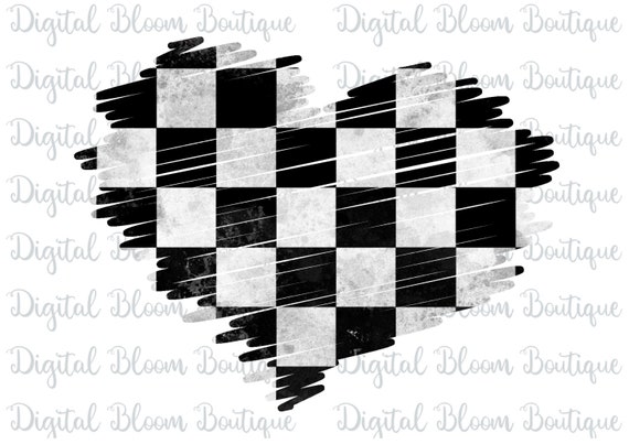 Checkered Flag PNG Distressed Heart Image Grunge Checkered - Etsy