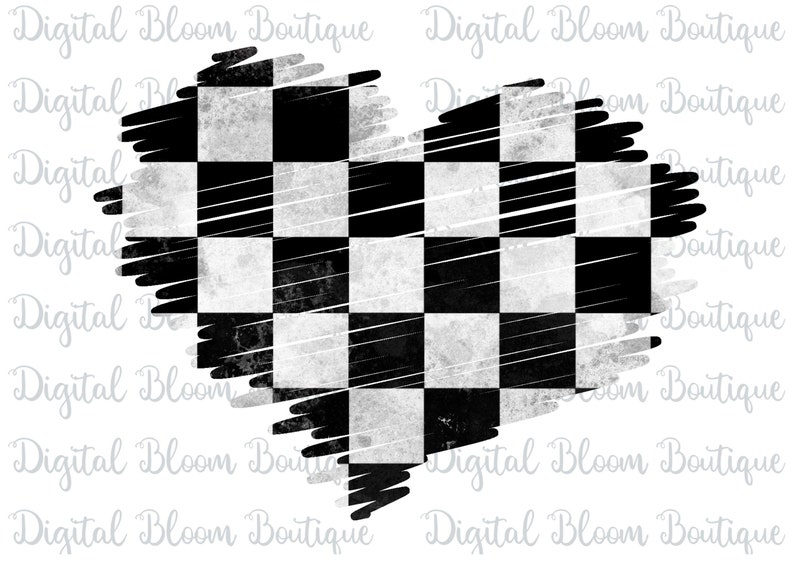 Checkered Flag PNG Distressed Heart Image Grunge Checkered - Etsy
