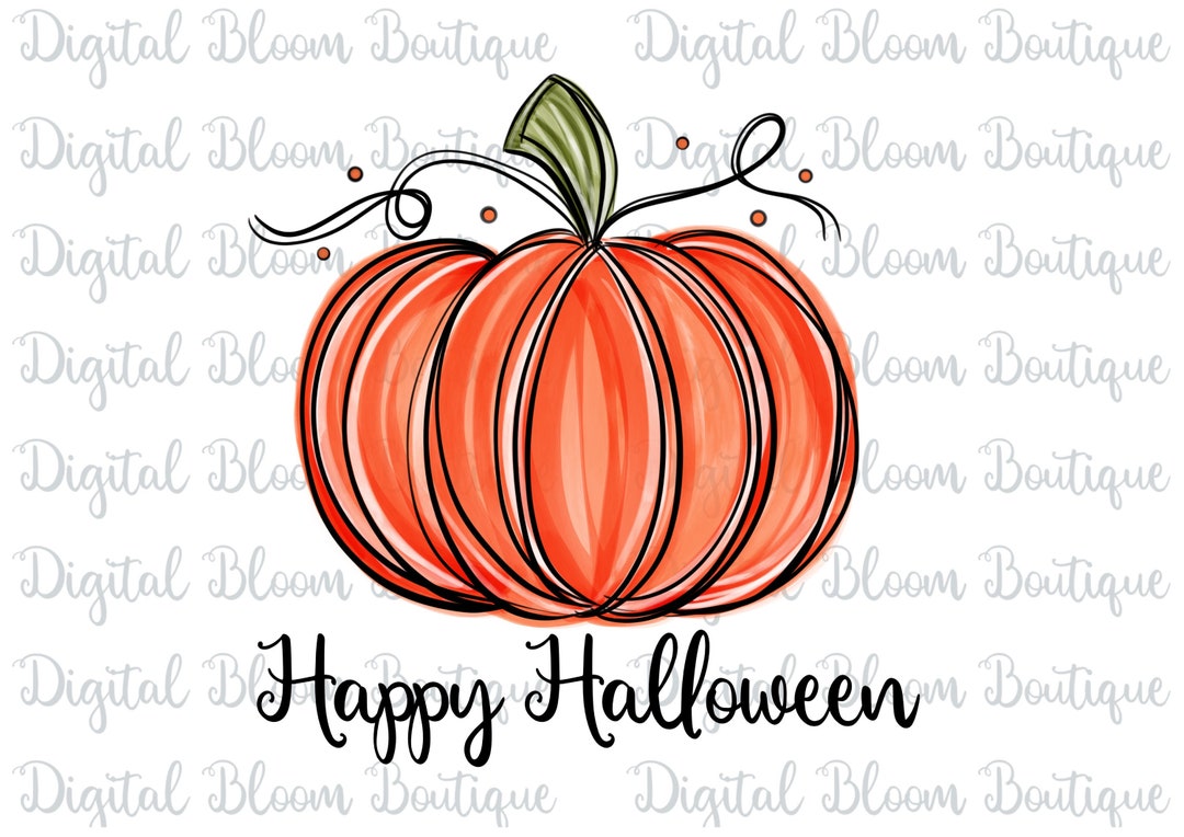 Orange Watercolor Pumpkin PNG ~ Happy Halloween Pumpkin PNG ~ Pumpkin ...