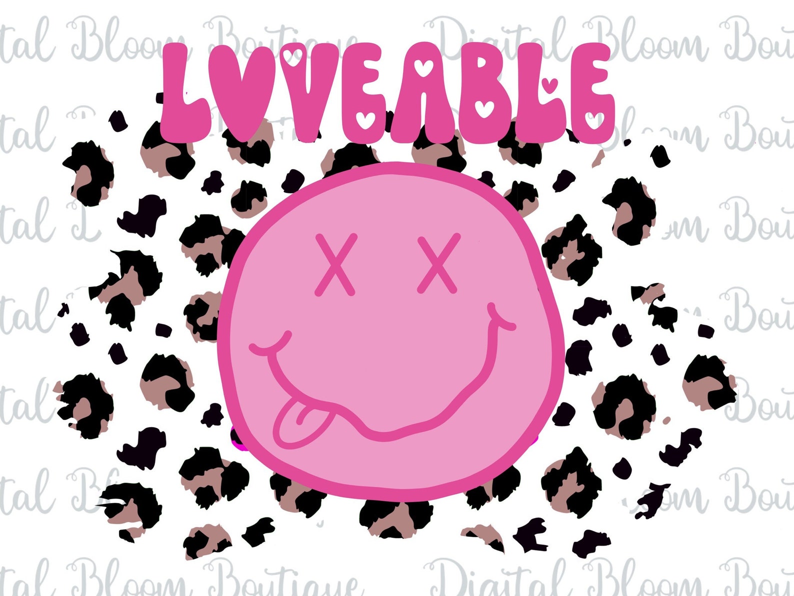 Loveable Smile Emoji PNG ~ Retro Smile Face PNG ~ Leopard ~ Cheetah ...