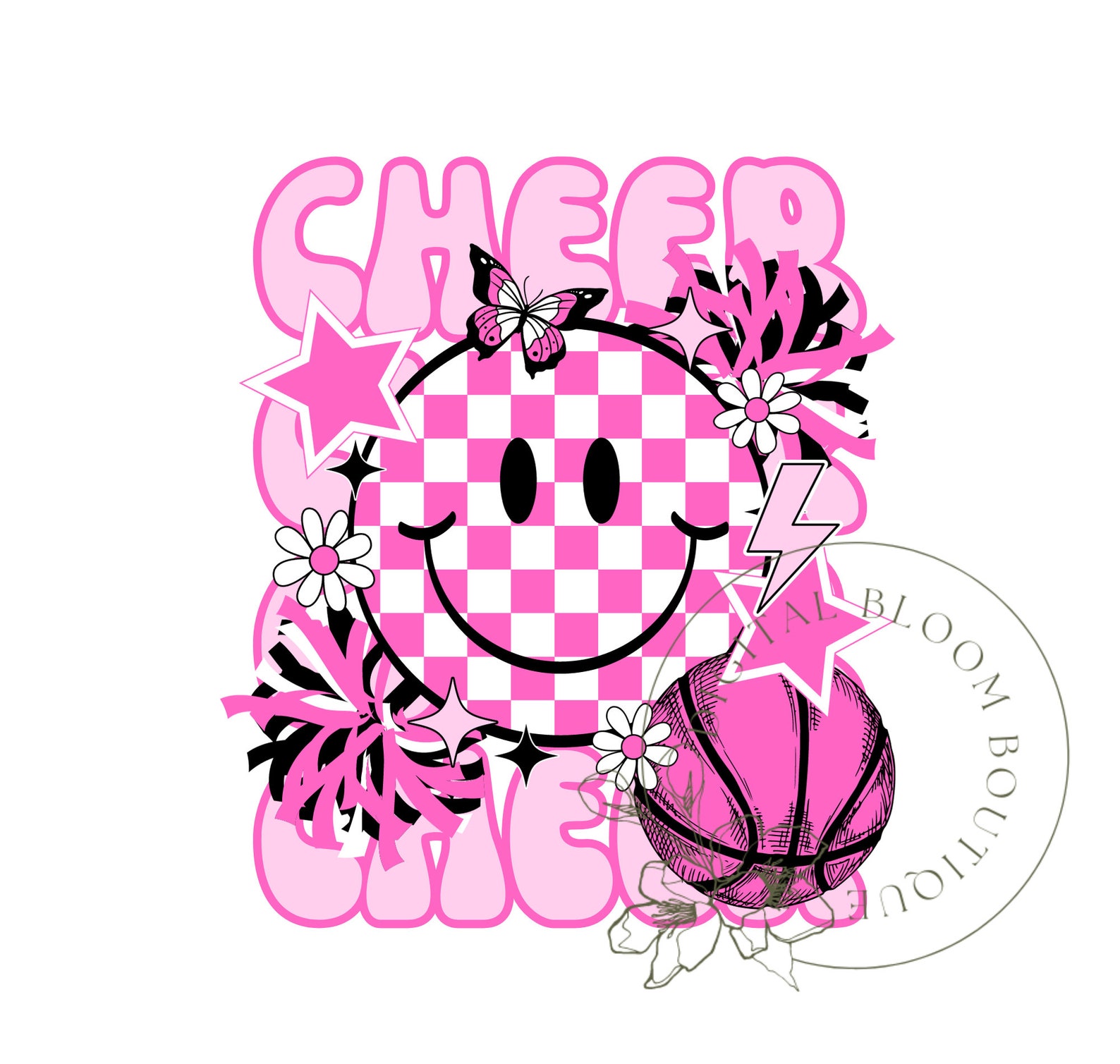 Preppy Basketball Cheer PNG ~ Cheerleading ~ Retro ~ Hot Pink ~ Preppy ...