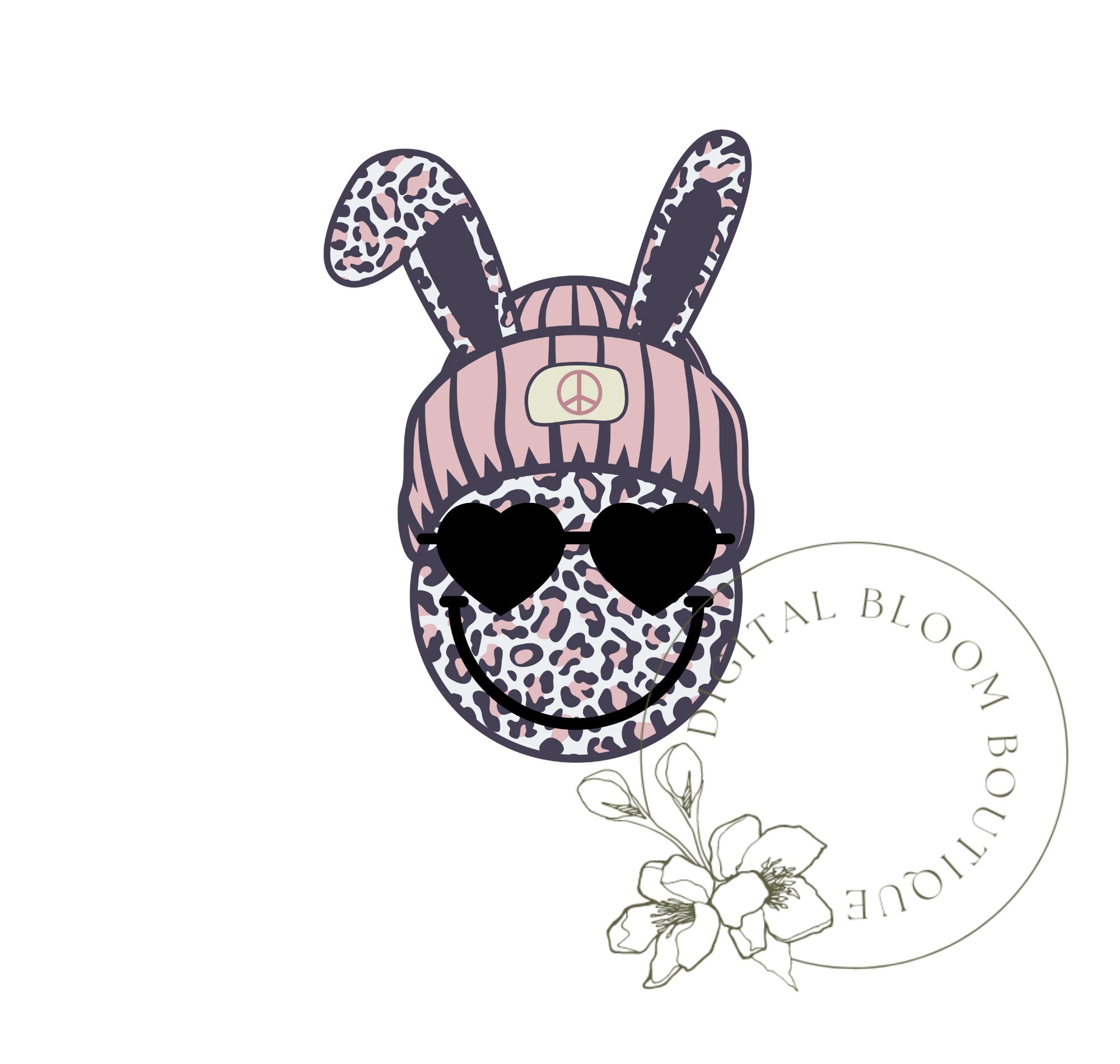 Smiley Face PNG ~ Easter Bunny ~ Beanie ~ Retro Easter PNG ~ Smiley ...