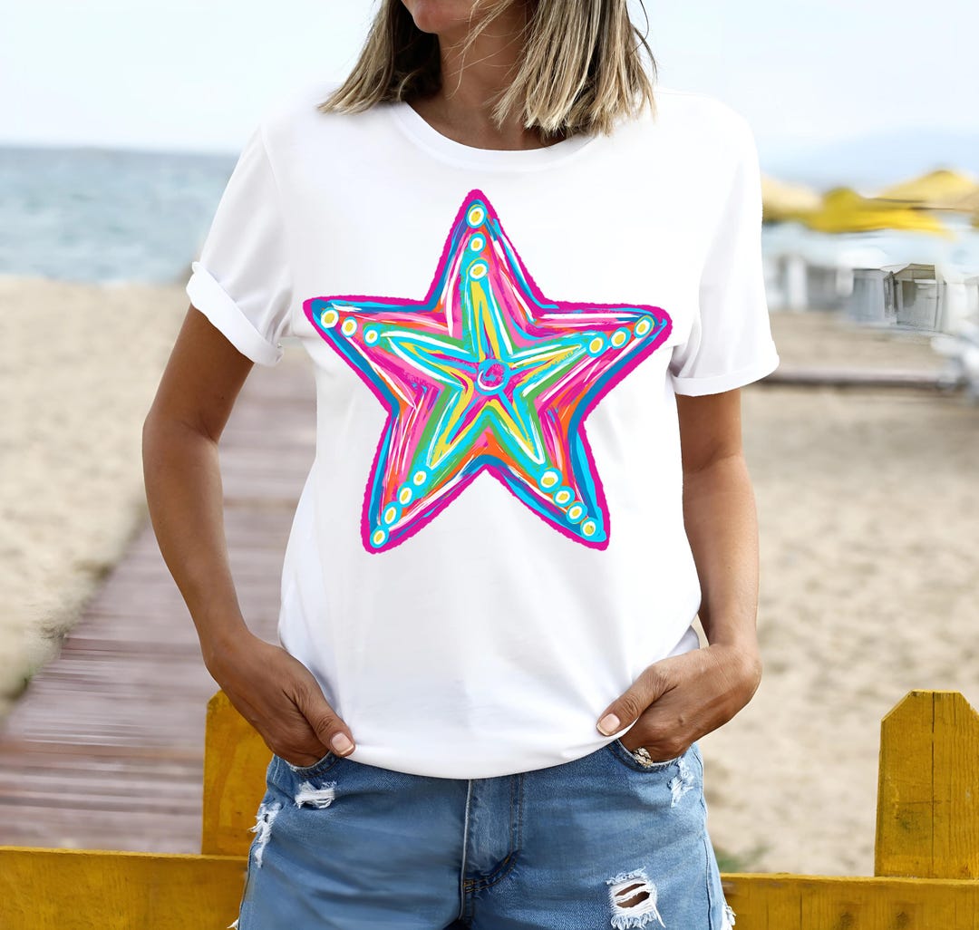 Preppy Summer Starfish PNG ~ Ocean Beach Vibes PNG ~ Hand Painted ...