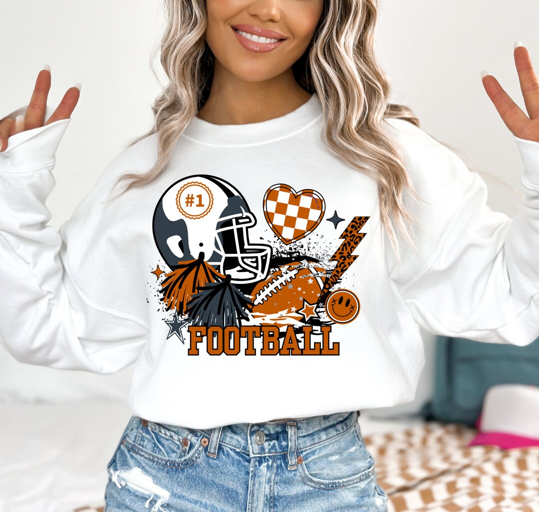 Preppy Football PNG ~ Game Day Football PNG ~ Brown and Gray ~ Retro ...