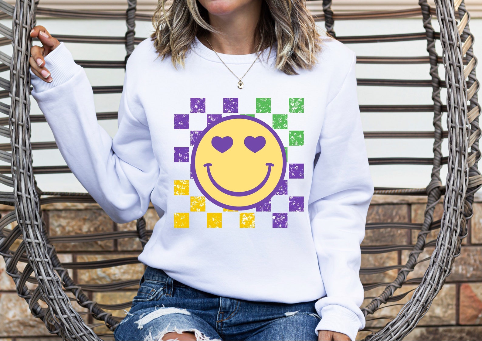 Retro Mardi Gras Smile PNG Digital Download Preppy Smiley - Etsy