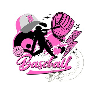 Preppy Pink Baseball PNG ~ Game Day PNG ~ Retro ~ Pink Baseball ...