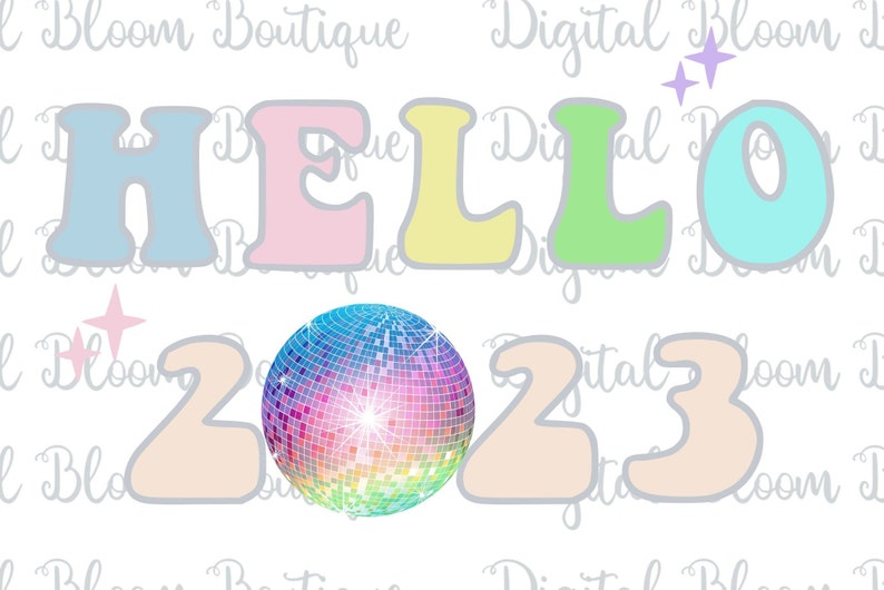 Hello 2023 PNG ~ Happy New Year PNG ~ 2023 Retro PNG ~ New Year's Shirt ...