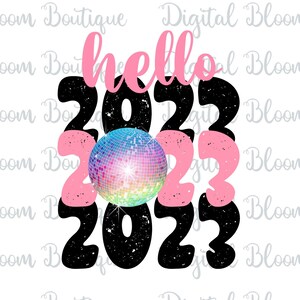 Hello 2023 PNG ~ Happy New Year PNG ~ Retro New Year Sublimation ~ New ...