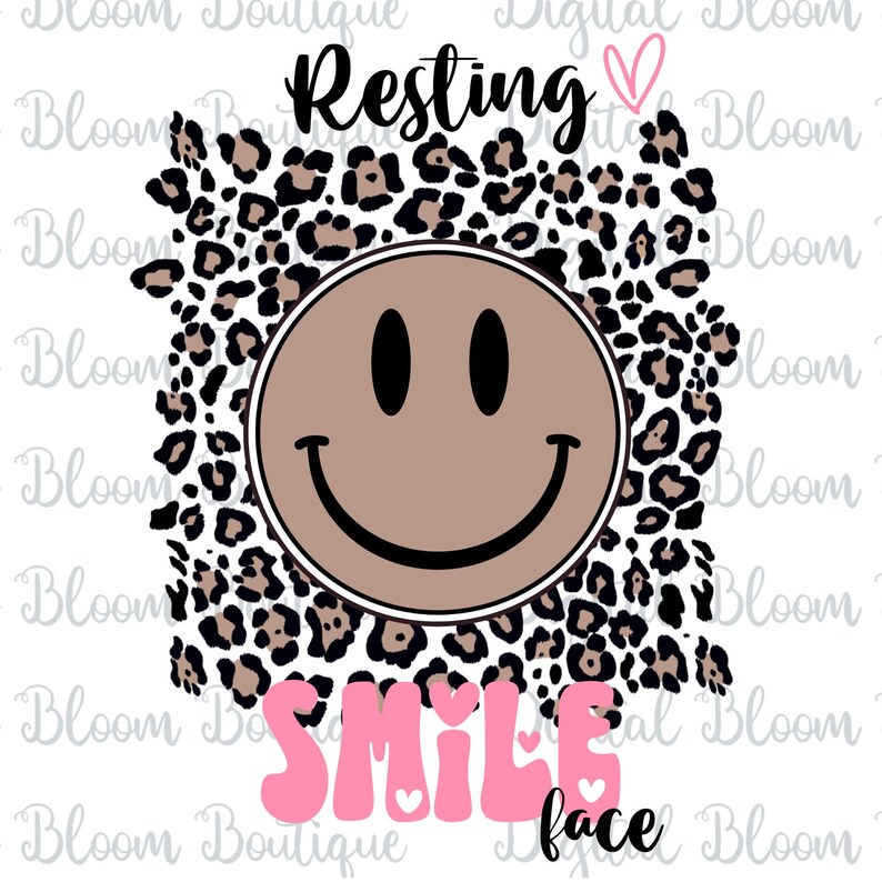 Resting Smile Face Emoji PNG Retro Smile Face PNG Leopard - Etsy