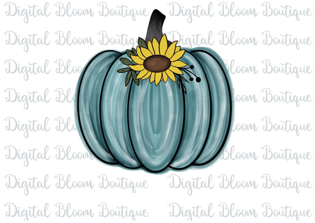 Teal Watercolor Pumpkin Sublimation PNG ~ Thanksgiving Pumpkin Clip Art ...