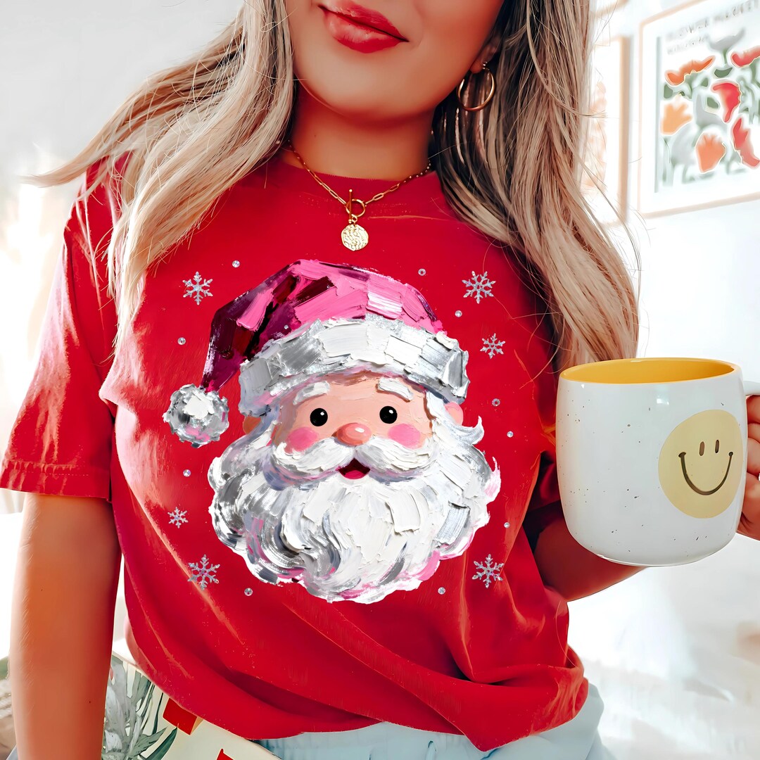 Preppy Painted Santa PNG ~ Retro Santa ~ Oil Paint Brushstrokes ~ Faux ...