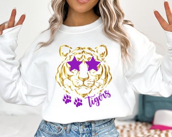 Tigers Preppy Mascot Png Digital Download Purple Yellow Gold ...