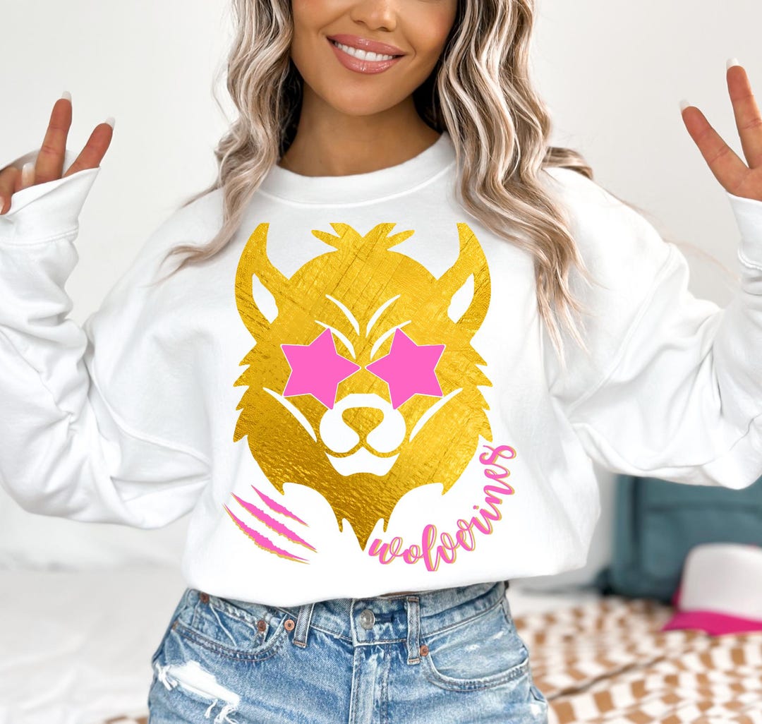 Preppy Wolverines Mascot PNG ~ Cute Wolverines Sublimation for Shirt ...